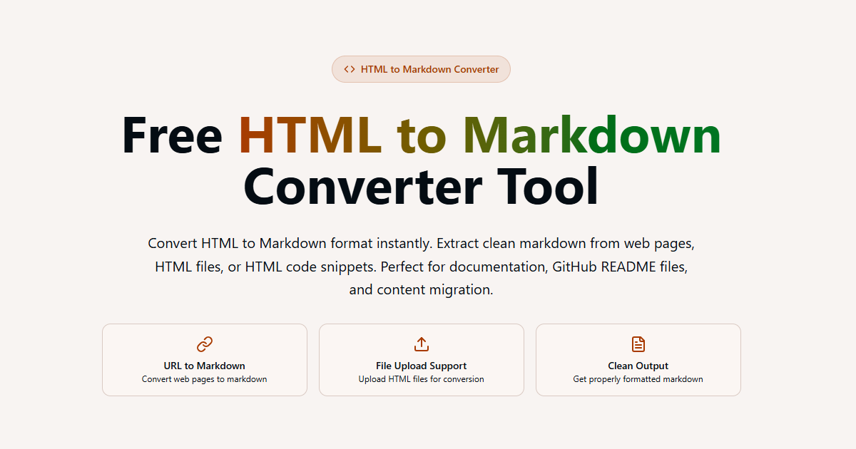 HTML to Markdown Converter – Convert HTML to Markdown | ToMarkdown