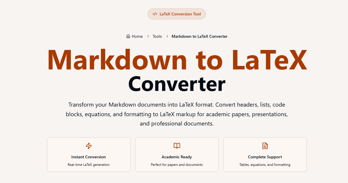 Markdown to LaTeX Converter – Convert MD to LaTeX | ToMarkdown