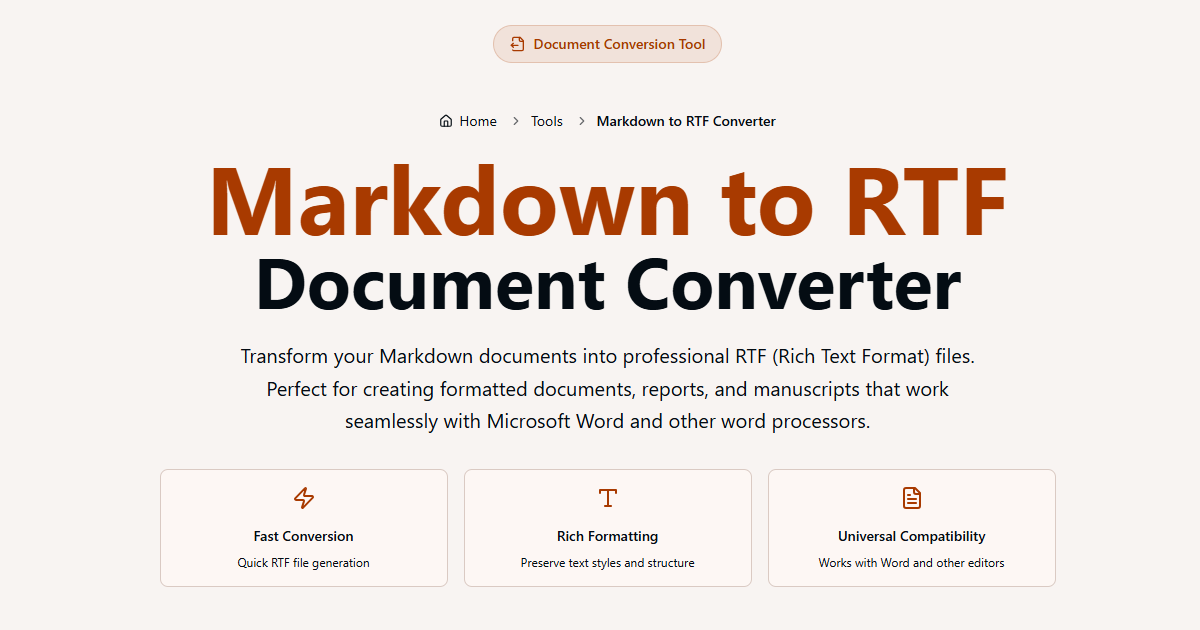 Markdown to RTF Converter – Convert MD to RTF | ToMarkdown