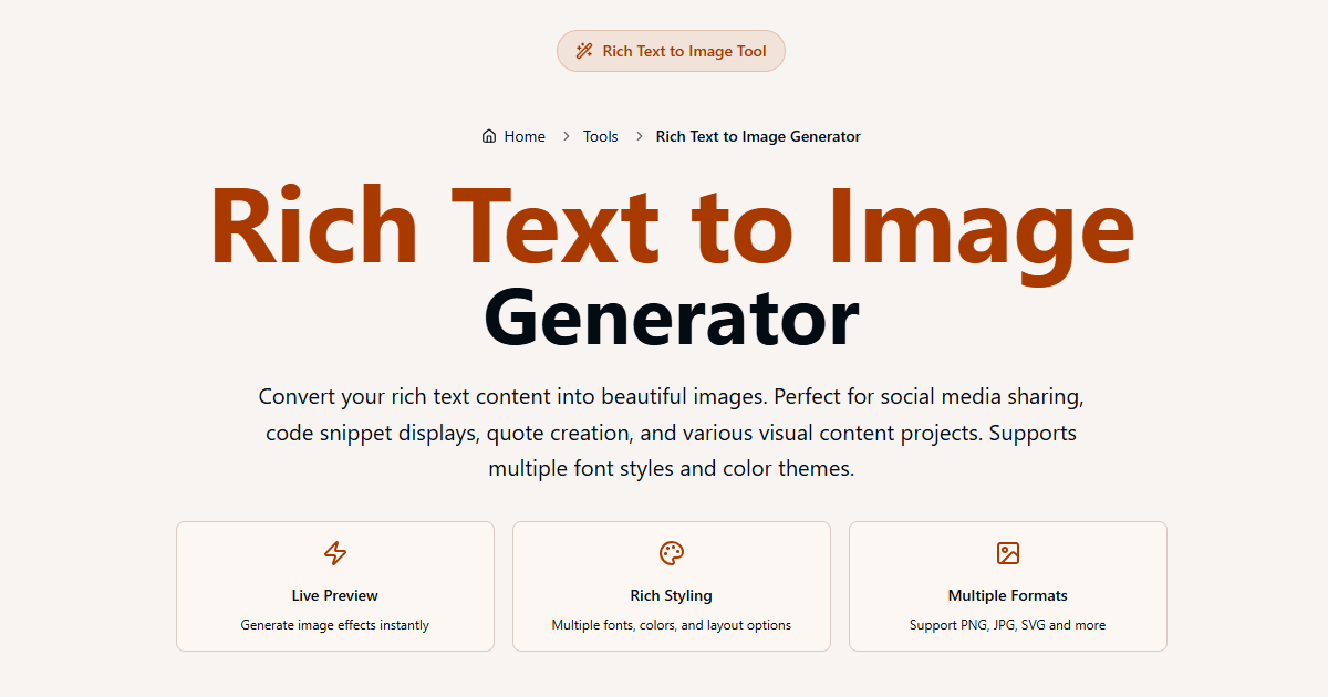 Rich Text to Image Generator | ToMarkdown